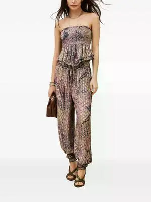 Ba&sh Patchwork-print Metallic-effect Trousers