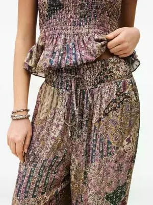 Ba&sh Patchwork-print Metallic-effect Trousers
