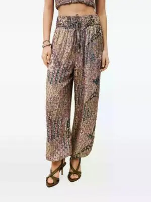 Ba&sh Patchwork-print High-waisted Trousers - Pink
