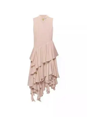 Shanghai Tang Bead-embellished Asymmetric Qipao Dress - Pink