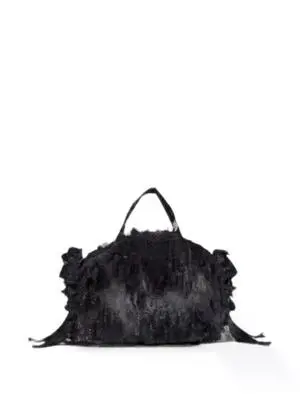 Simone Rocha Mini Faux-fur Beaded-rosette Clutch Bag