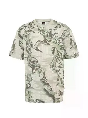 BOSS Abstract-print Cotton T-shirt - Neutrals