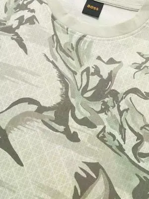 BOSS Abstract-print Cotton T-shirt - Neutrals