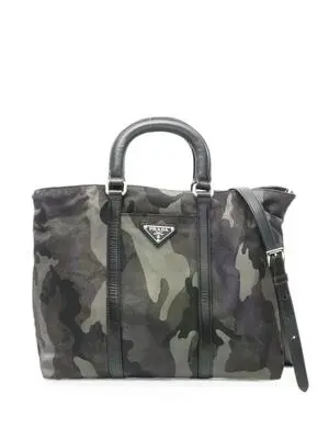 Prada Prada Camouflage Print Handbag Green