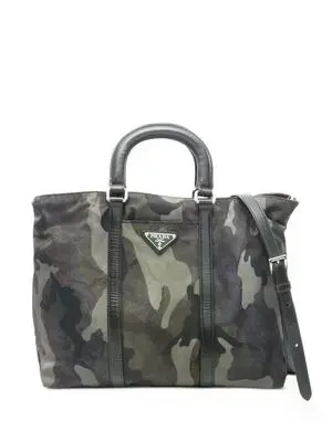 Prada Prada Camouflage Print Handbag Green