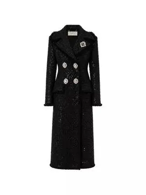 Philipp Plein Embellished Sequined Tweed Long Coat