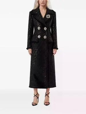 Philipp Plein Embellished Sequined Tweed Long Coat