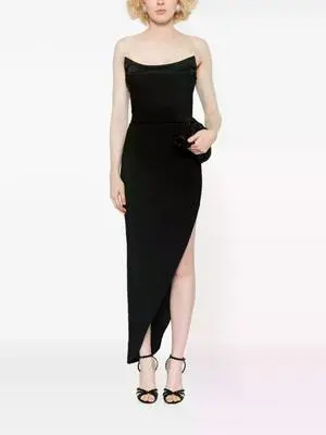 ROOM76 Asymmetrical Hem Strapless Maxi Dress
