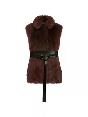 Brunello Cucinelli Shearling Vest With Nappa Leather Belt And Monili Embroidery