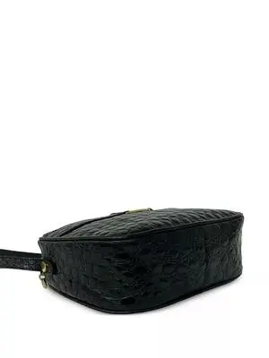 FERRAGAMO Croc Embossed Leather Vara Crossbody Bag