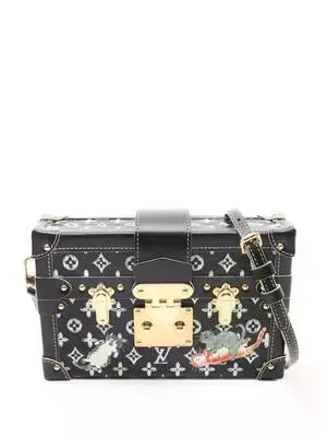 LOUIS VUITTON 2018 Grace Coddington Catogram Petite Malle Crossbody Bag - Black