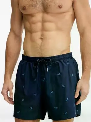 AERONAUTICA MILITARE Embroidered Drawstring Swim Shorts - Blue