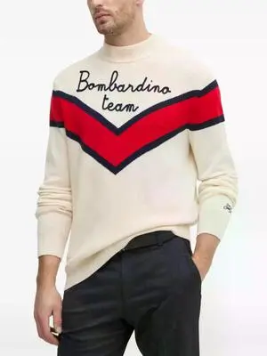 MC2 SAINT BARTH Davos Chevron-knit Embroidered Sweater - Neutrals