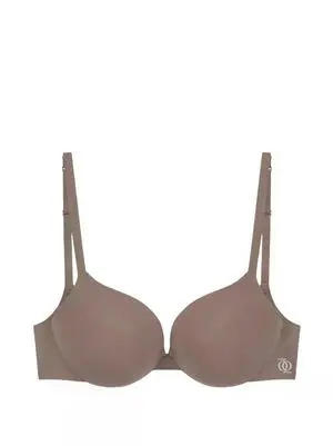 GOD SAVE QUEENS Logo-print Padded Bra - Neutrals