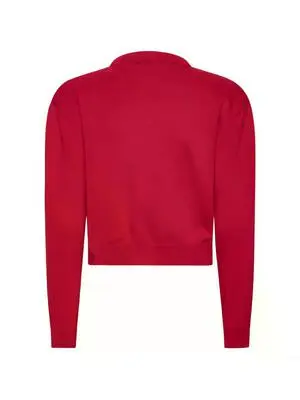 ROTATE BY BIRGER CHRISTENSEN Firm Knit Cardigan With Decorative Metal Letter Details - Red
