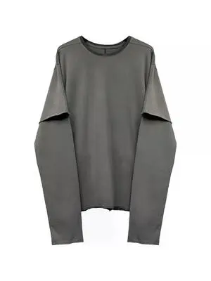 SAN263-1 Layered-sleeve T-shirt - Grey
