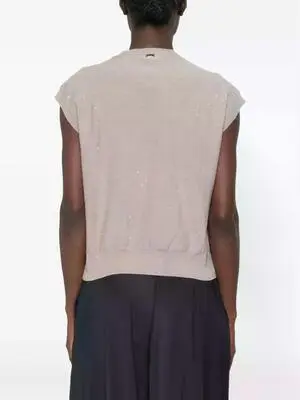 Herno Sequin Embellished Vest - Neutrals