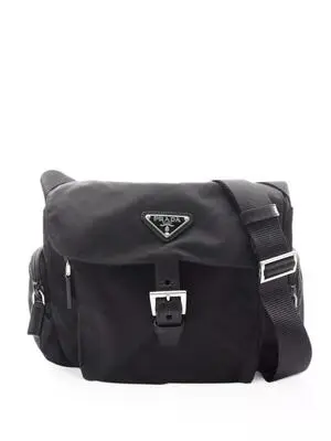 Prada 2010s Tessuto Buckle Shoulder Bag - Black