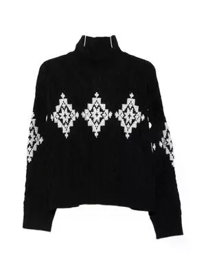 ERMANNO FIRENZE Cable-knit Sequin-embellished Jumper - Black