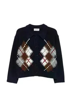 ERMANNO FIRENZE Argyle-knit Collared Cardigan
