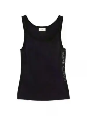 Elisabetta Franchi Logo-print Ribbed-knit Tank Top - Blue