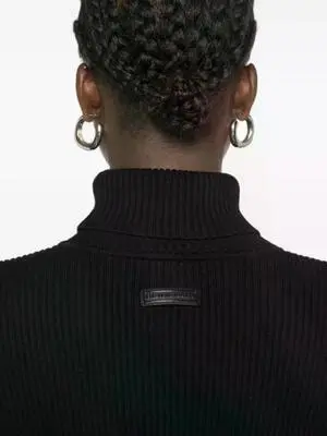 Elisabetta Franchi Ribbed Knit Turtleneck Sweater With Padded Shoulders