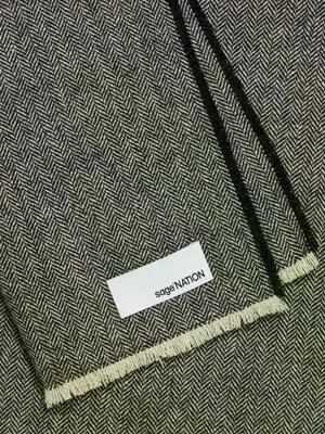 SAGE NATION Herringbone-pattern Frayed Scarf - Grey