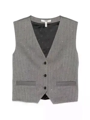 Maje Striped Buttoned Waistcoat - Grey