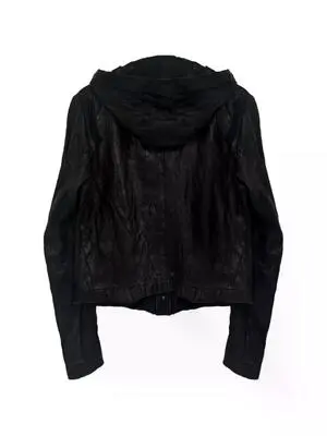 SAN263-1 Embroidered Hooded Leather Jacket