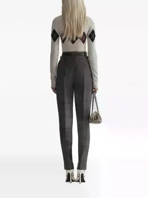 MUGLER Argyle High Neck Knit Top - Neutrals