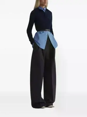MUGLER Cashmere Cropped Polo Top
