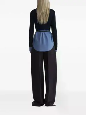 MUGLER Cashmere Cropped Polo Top