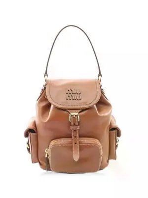 Miu Miu 2010s Buckle Leather Backpack - Brown