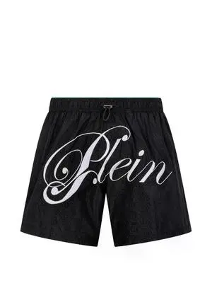 Philipp Plein Swimming Shorts Monogram Signature - Black