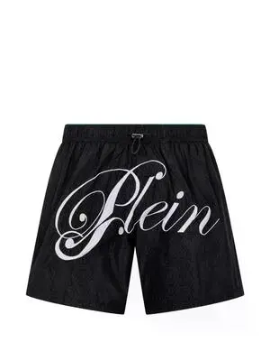 Philipp Plein Swimming Shorts Monogram Signature - Black