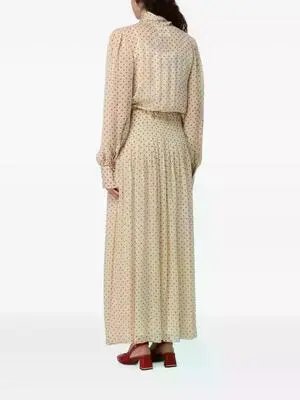 CRIDA MILANO Papavero Polka-dot Pussy-bow Maxi Dress
