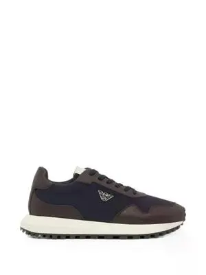 Emporio Armani Logo-plaque Panelled Sneakers - Blue