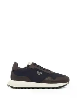 Emporio Armani Logo-plaque Panelled Sneakers - Blue