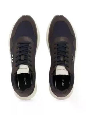 Emporio Armani Recycled Nylon Sneakers With Saffiano Details - Blue