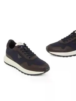 Emporio Armani Recycled Nylon Sneakers With Saffiano Details - Blue