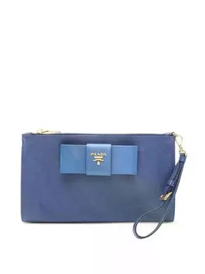 Prada Saffiano Leather Pouch With Bow Detail