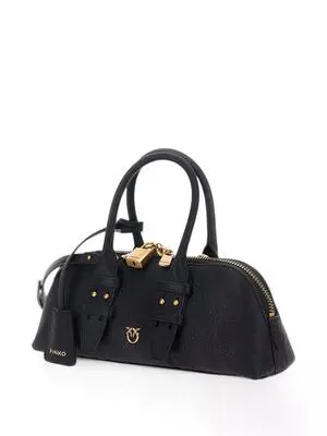 Pinko Grained Leather Love Birds Shoulder Bag - Black