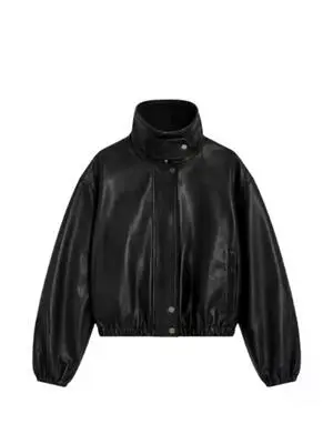 Nour Hammour Pia High-neck Leather Jacket - Black