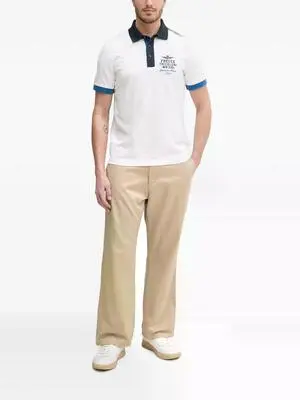 AERONAUTICA MILITARE Logo-embroidered Contrast-trim Polo Shirt - White