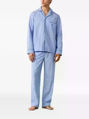 HACKETT LONDON Logo-embroidered Piped Pajamas Set - Blue