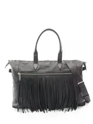 Saint Laurent 2000s Fringe 2way Leather Tote Bag - Black
