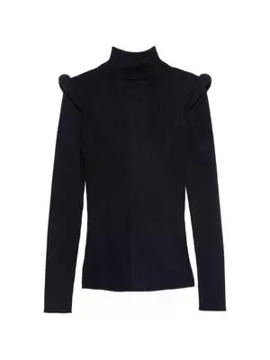 Elisabetta Franchi Padded-shoulder Ribbed-knit Sweater - Blue