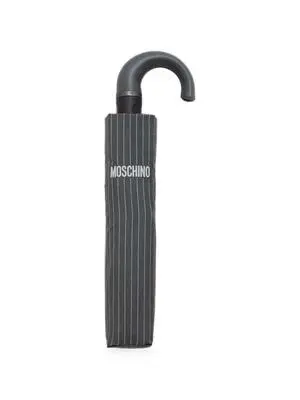 Moschino Pinstripe-print Logo-print Umbrella - Grey
