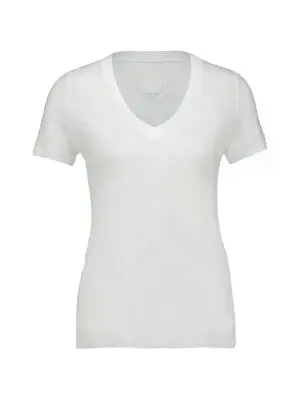 120% Lino Short-sleeve V-neck T-shirt - White