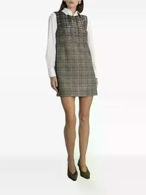 Brunello Cucinelli Sequin-embellished Check-pattern Dress